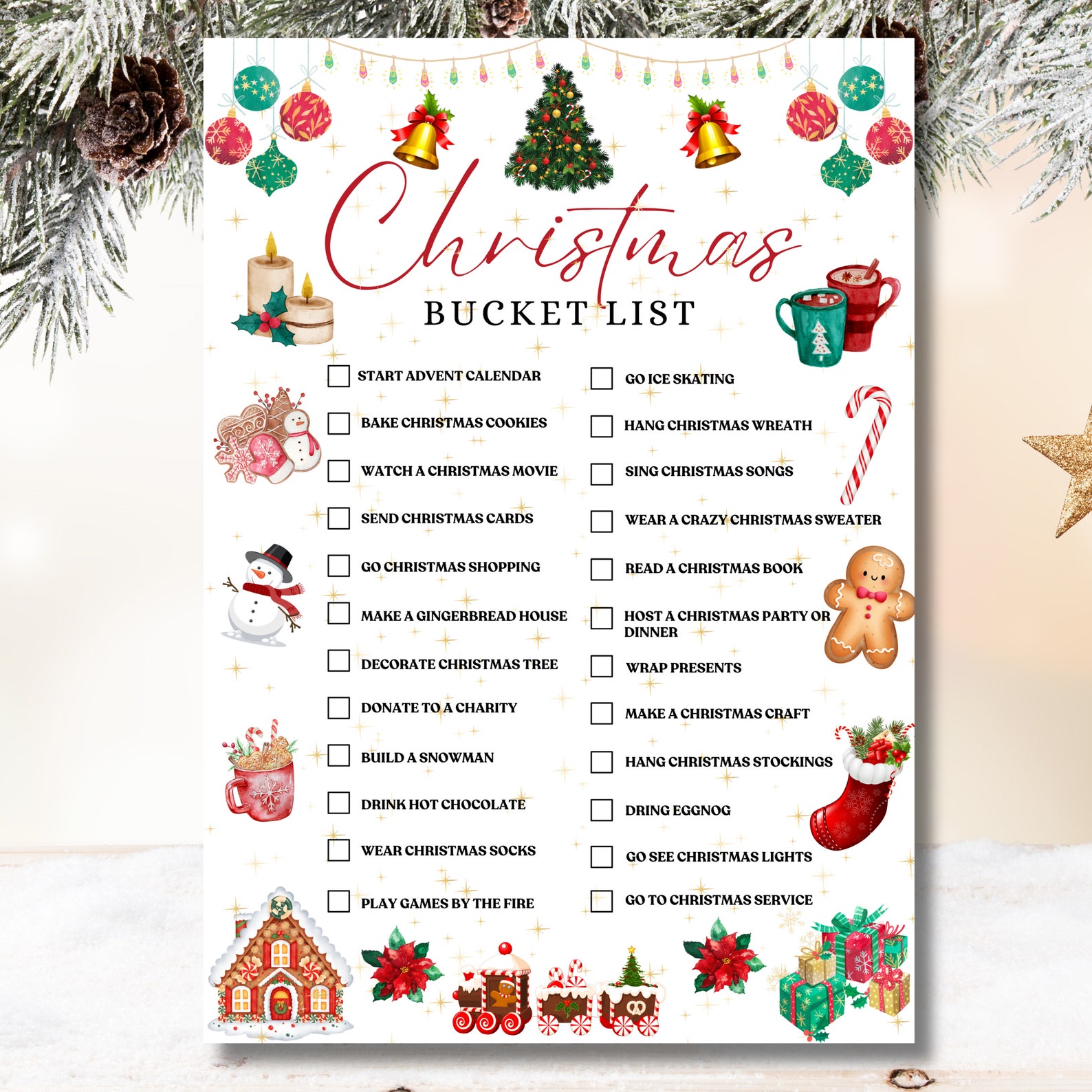 Christmas Bucket List | Printable Christmas Bucket List | Winter ...