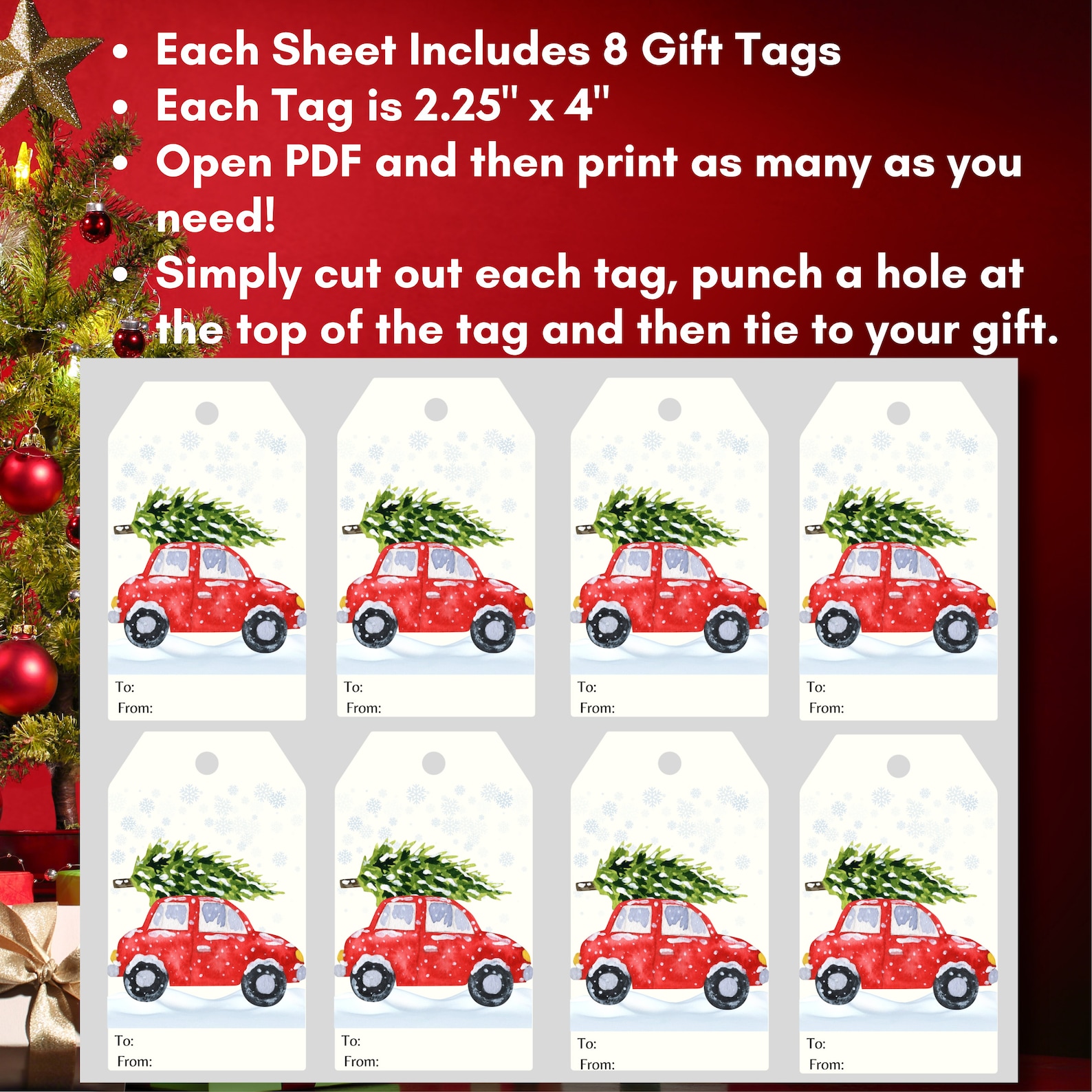 Christmas Gift Tag Printable Christmas Gift Tag Classic Christmas Gift ...