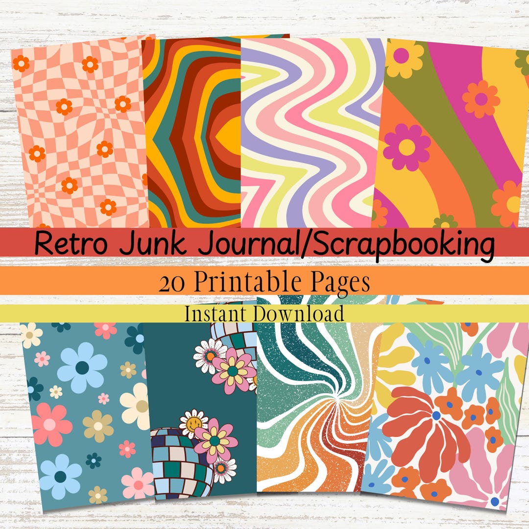 Retro Junk Journal Printable Pages | Retro Scrapbook | Shabby Chic Junk Journal | Printable ...