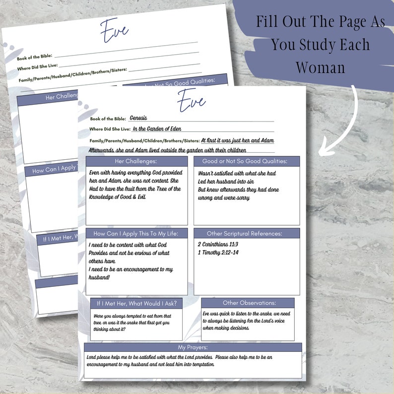 Bible Study Women of the Bible Women of Faith Research Worksheets ...