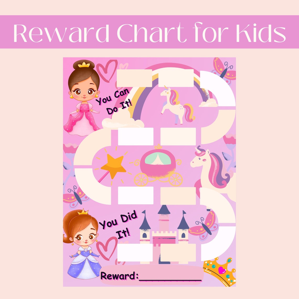 Princess Reward Chart for Kids, Behavior Chart for Kids - PDF Download ...