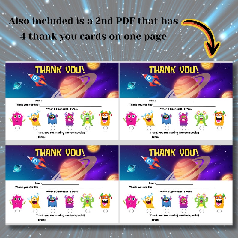 Kids Thank You Card | Space Thank You Card for Kids | Space Birthday ...