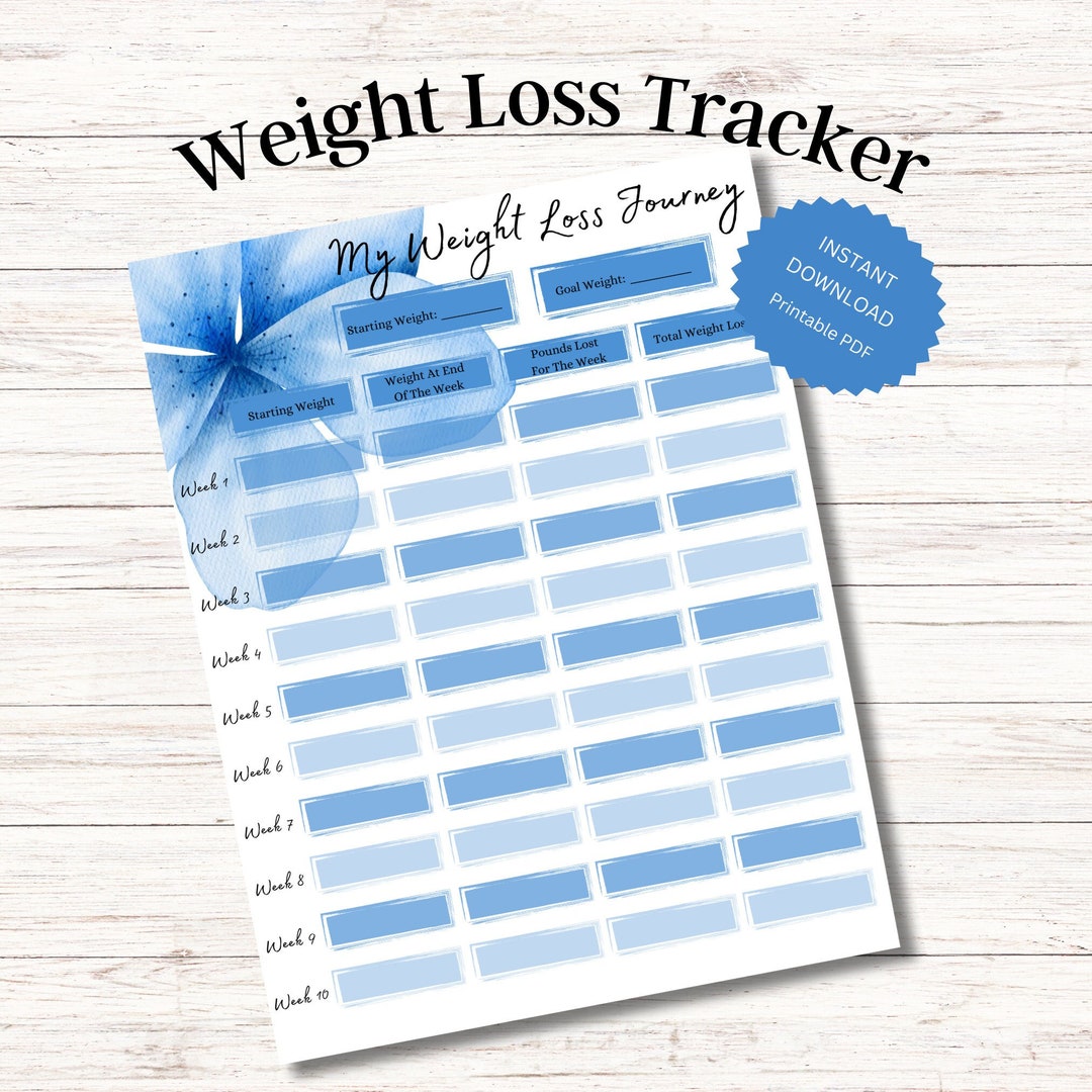 Weight Loss Tracker Weight Log Printable Weight Loss Tracker Weekly ...