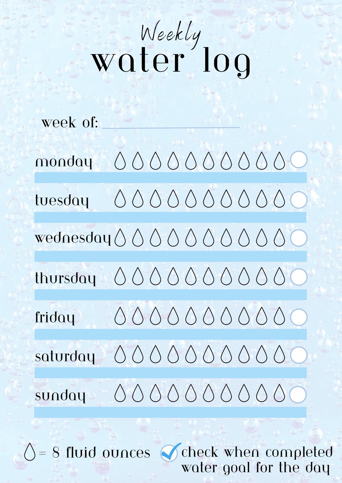 Weekly Water Tracker Printable | 30 Day Water Challenge | Hydration ...