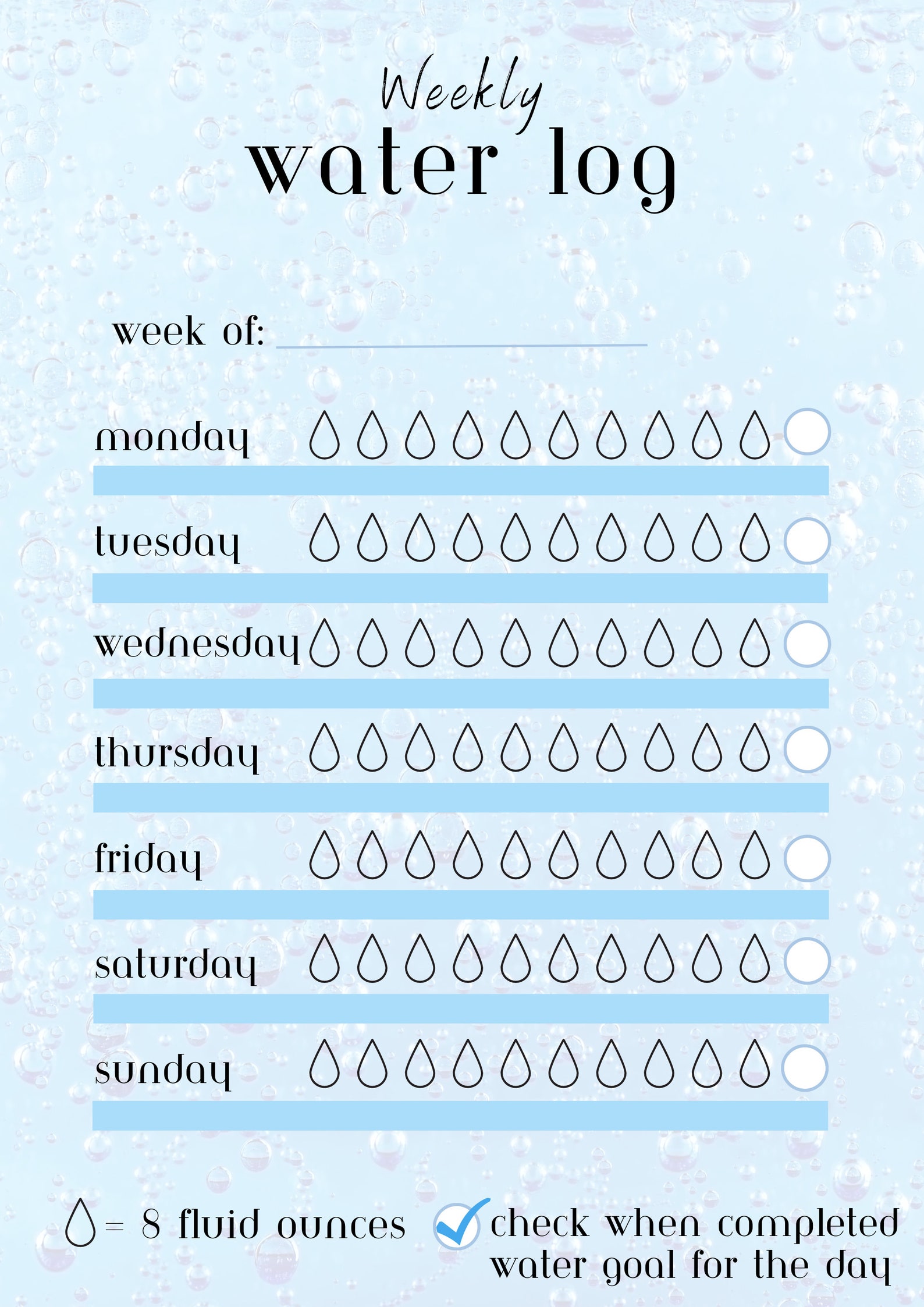 Weekly Water Tracker Printable | 30 Day Water Challenge | Hydration ...