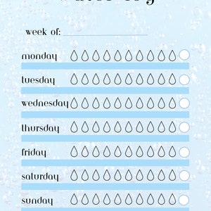 Weekly Water Tracker Printable | 30 Day Water Challenge | Hydration ...