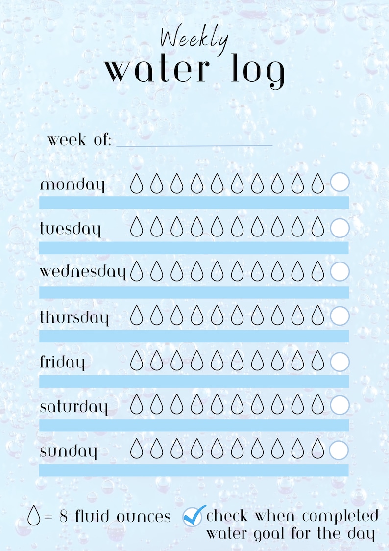 Weekly Water Tracker Printable | 30 Day Water Challenge | Hydration ...