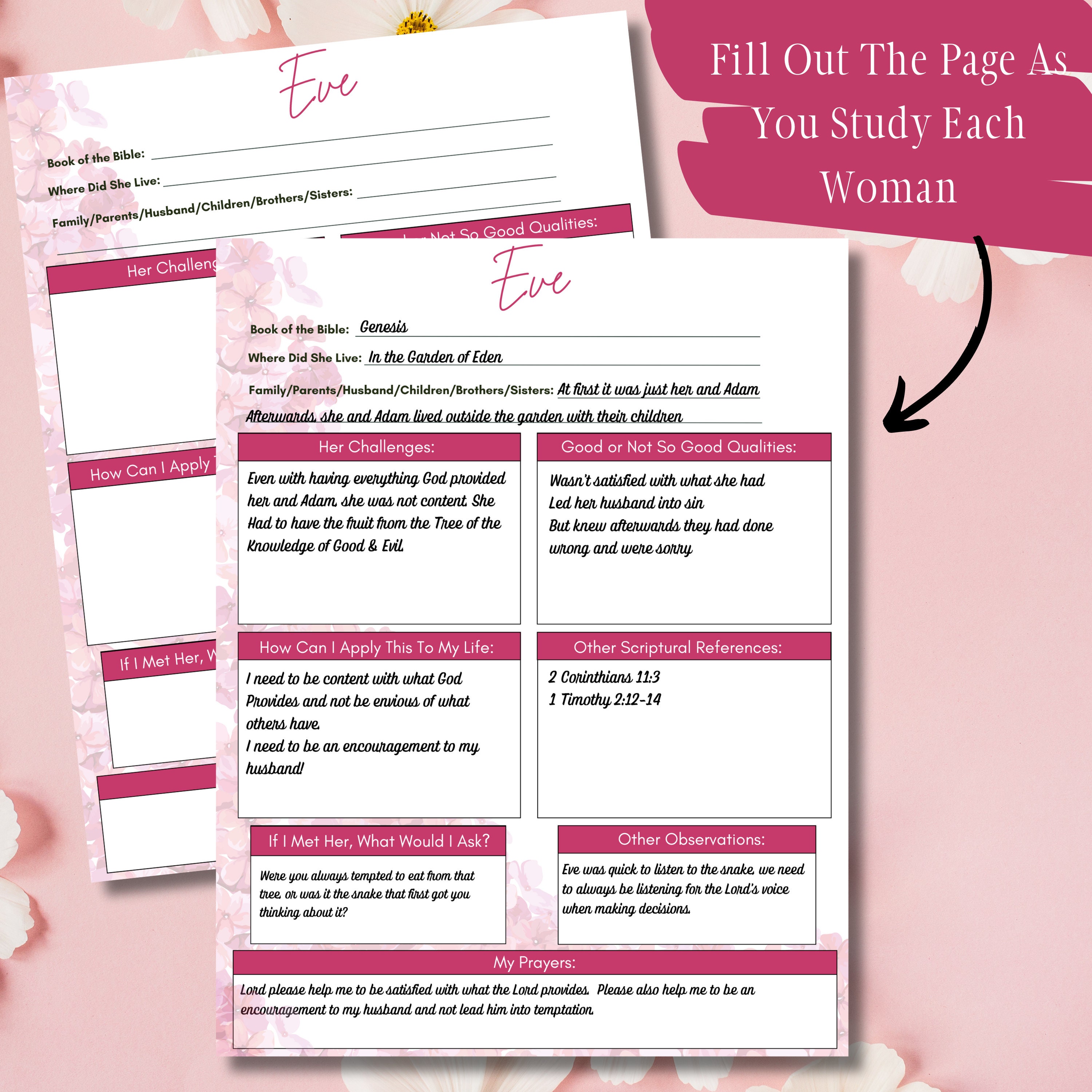 Bible Study Women of the Bible Women of Faith Research Worksheets ...