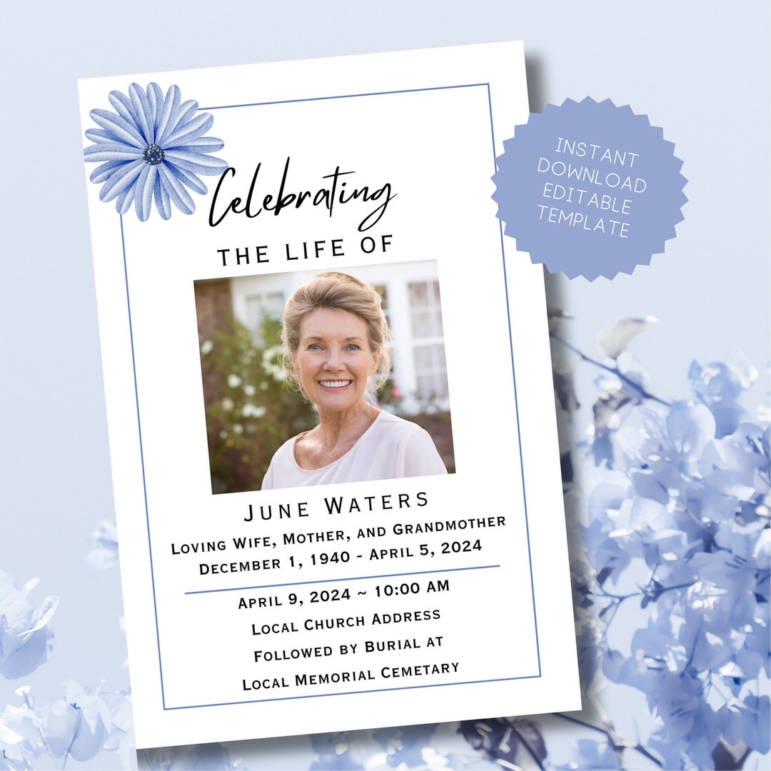 Editable Funeral Program Template | Floral Funeral Program ...
