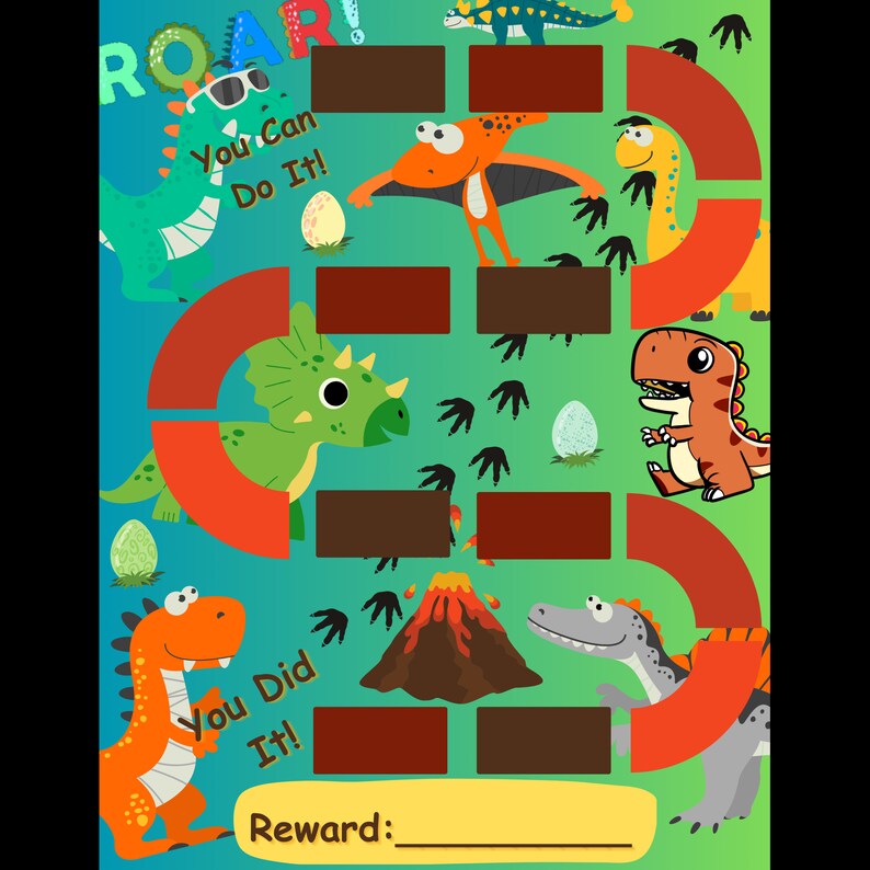 Dinosaur Reward Chart for Kids, Behavior Chart for Kids - PDF Download ...
