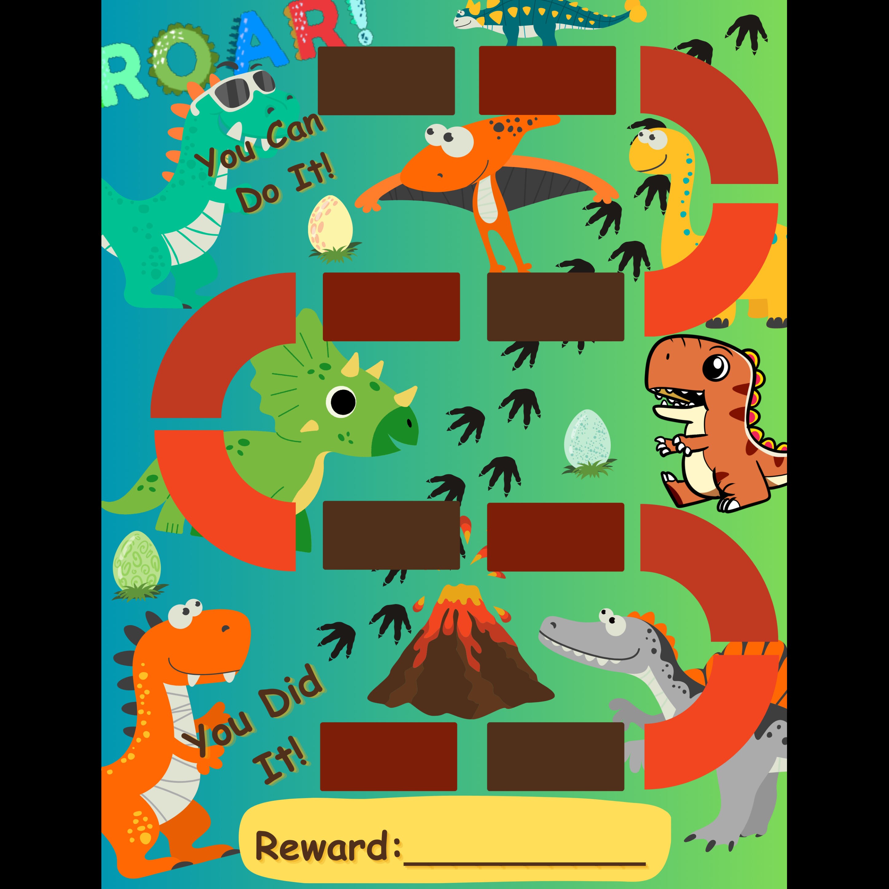 Dinosaur Reward Chart for Kids, Behavior Chart for Kids - PDF Download ...