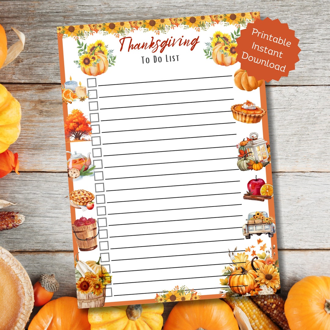 Thanksgiving to Do List | Printable to Do List | Thanksgiving Planner ...