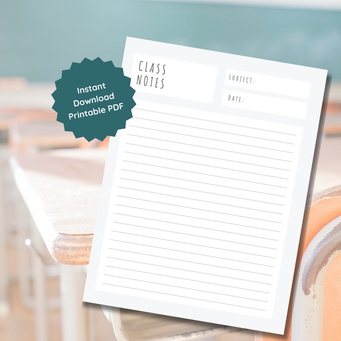 Printable Notepaper Printable Class Notes Digital Notepaper Lecture ...