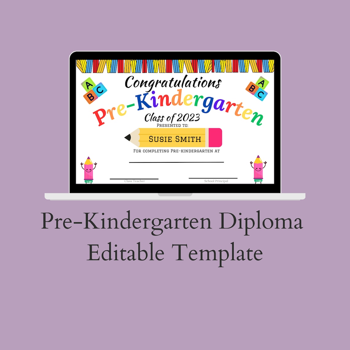 Pre-k Diploma | Pre-k Graduation | Printable Diploma | Editable ...