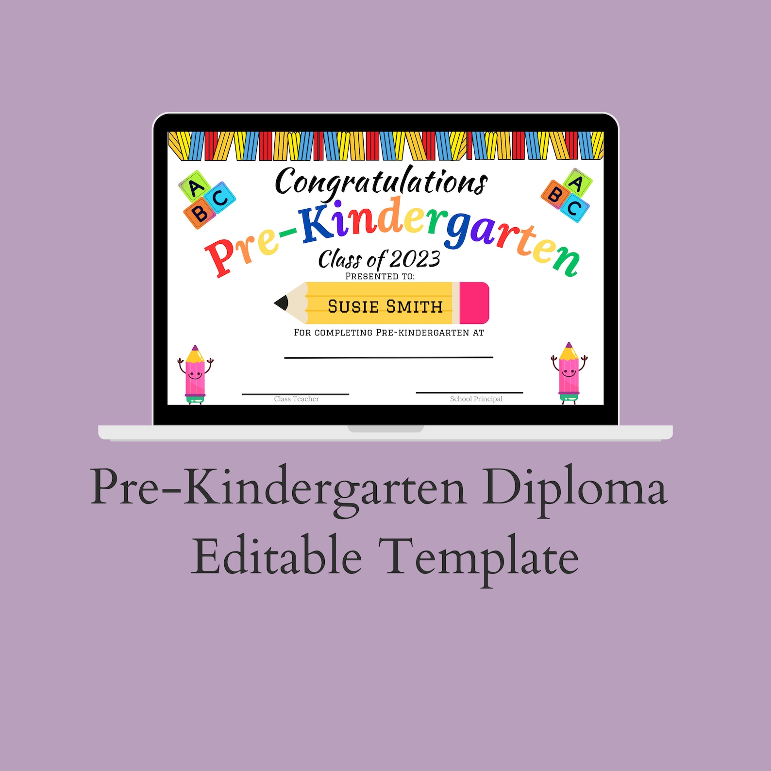 Pre-k Diploma | Pre-k Graduation | Printable Diploma | Editable ...