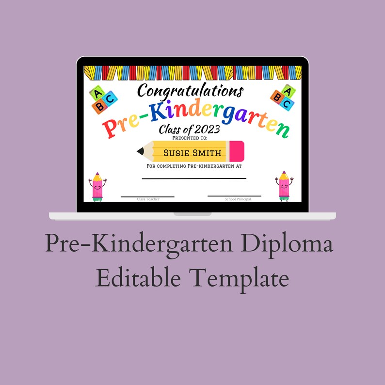 Pre-k Diploma | Pre-k Graduation | Printable Diploma | Editable ...