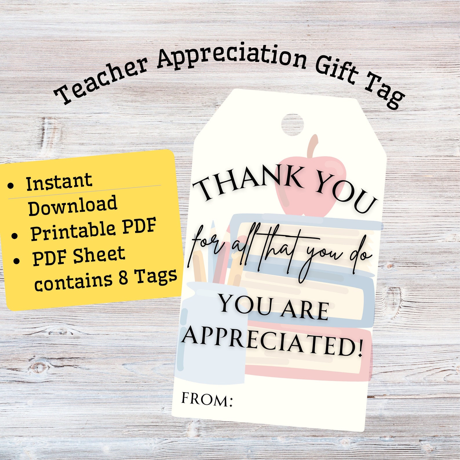 Teacher Appreciation Gift Tag Thank You Gift Tag Teacher - Etsy