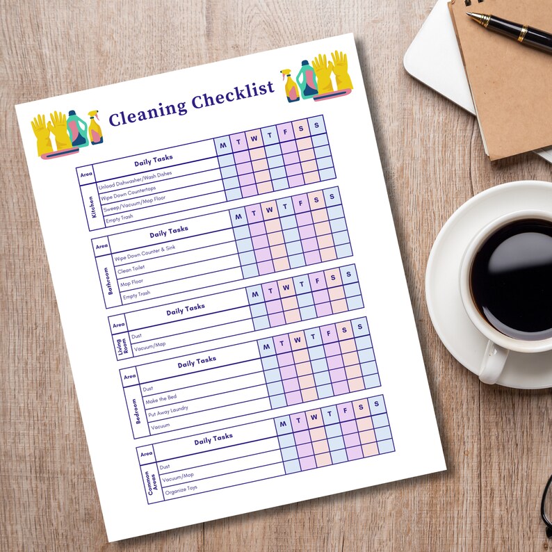 Cleaning Checklist | Editable Cleaning Checklist | Daily Monthly Task ...