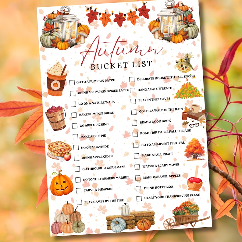 Autumn Bucket List | Printable Autumn Bucket List | Fall Time ...