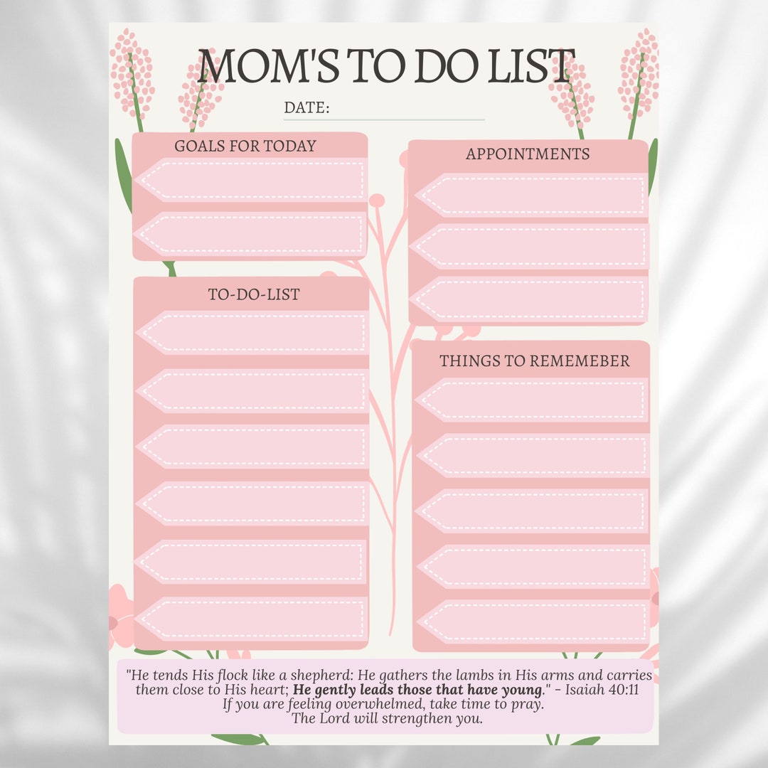 Mom To-do-list, Mom to Do List Journal, Mom Journal Note Page ...
