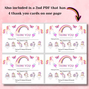 Kids Thank You Card | Unicorn Thank You Card for Kids | Kids Birthday ...