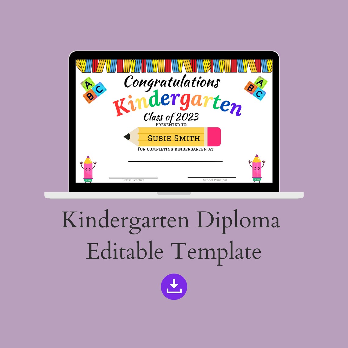 Kindergarten Diploma | Kindergarten Graduation | Printable Diploma ...