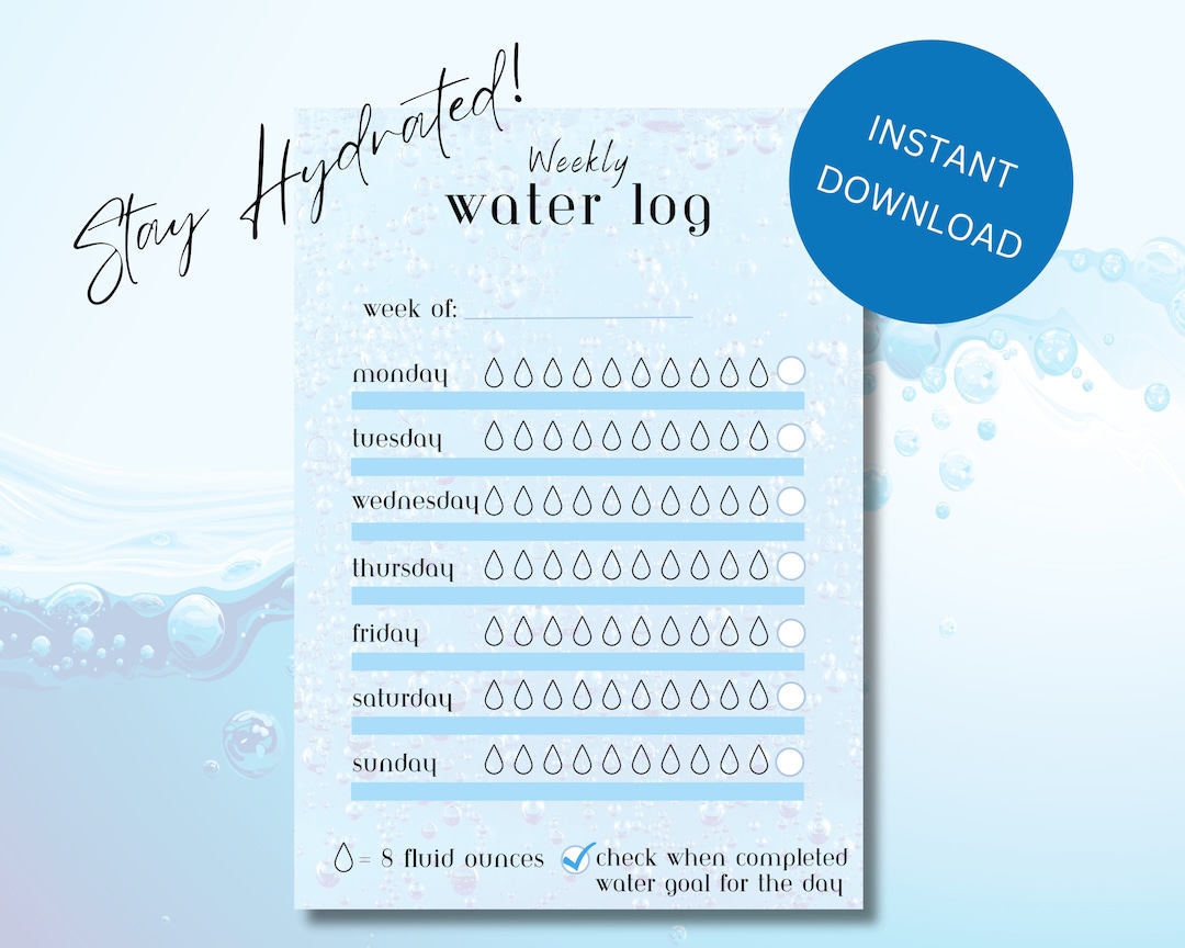 Weekly Water Tracker Printable | 30 Day Water Challenge | Hydration ...