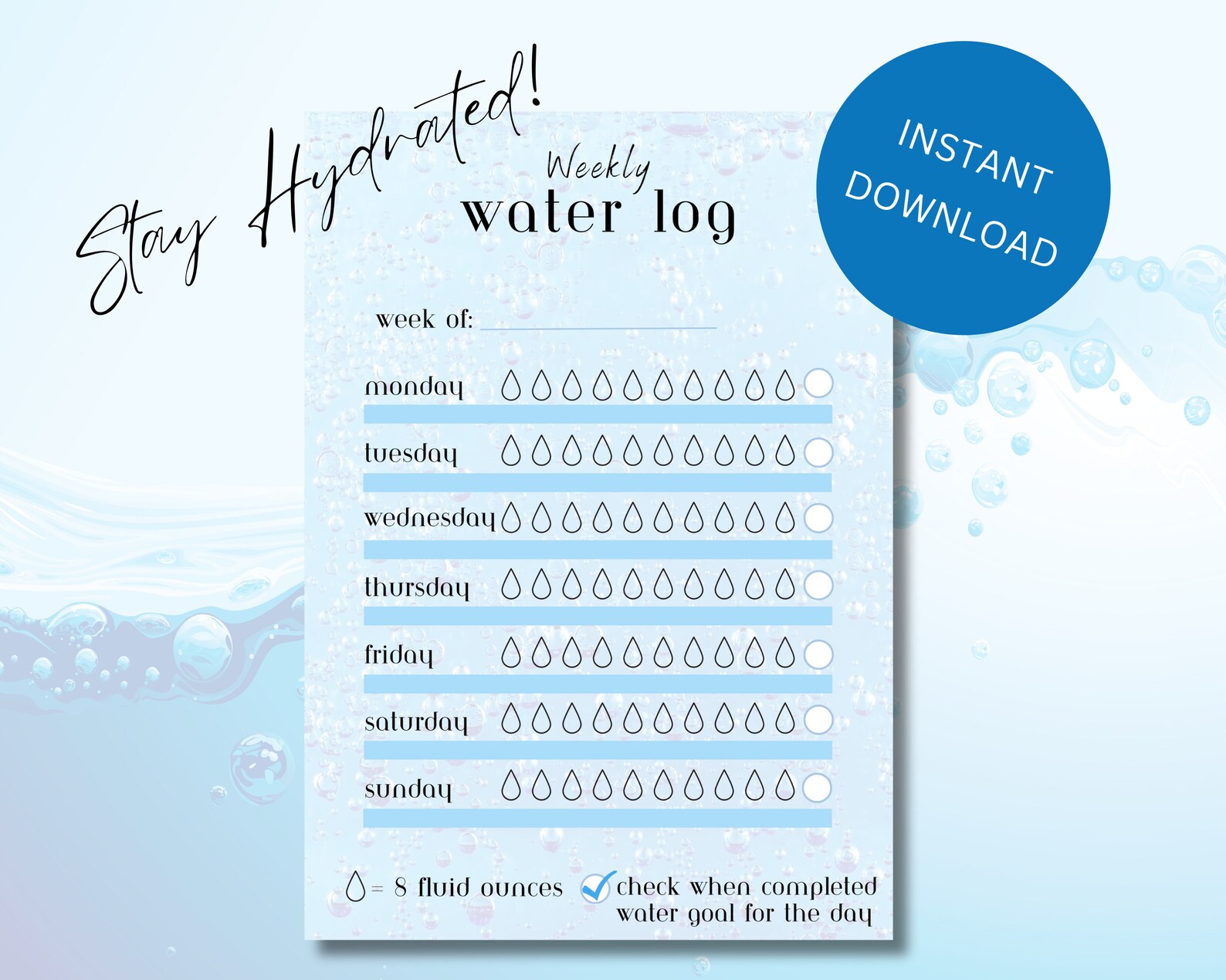Weekly Water Tracker Printable | 30 Day Water Challenge | Hydration ...