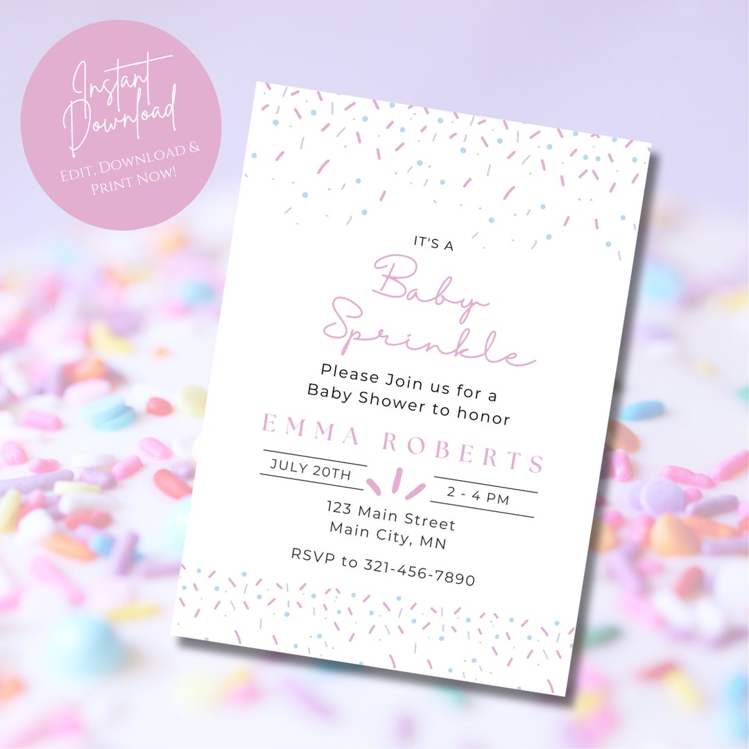 Sprinkle Baby Shower Invitation | Sprinkle With Love Baby Shower ...