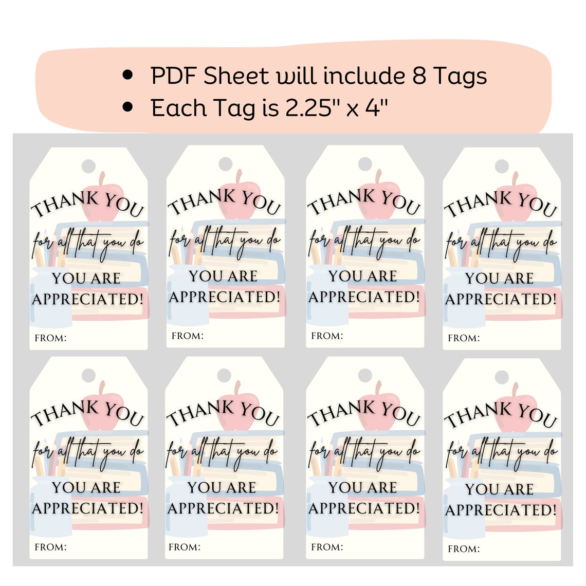 Teacher Appreciation Gift Tag Thank You Gift Tag Teacher - Etsy