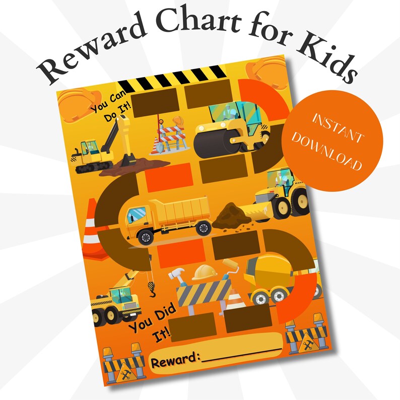 Construction Reward Chart for Kids Behavior Chart for Kids - Etsy