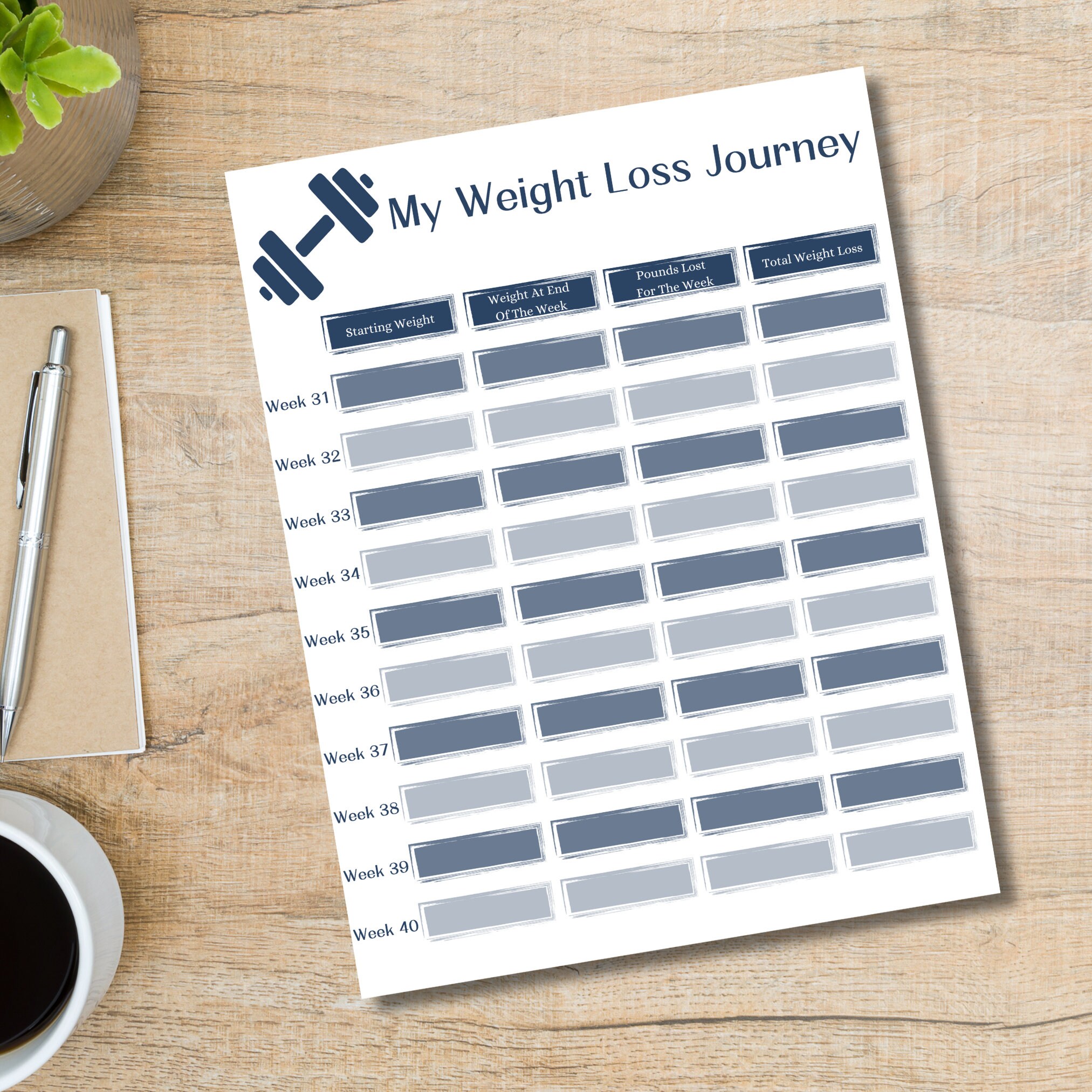Weight Loss Tracker Weight Log Printable Weight Loss Tracker Weekly ...