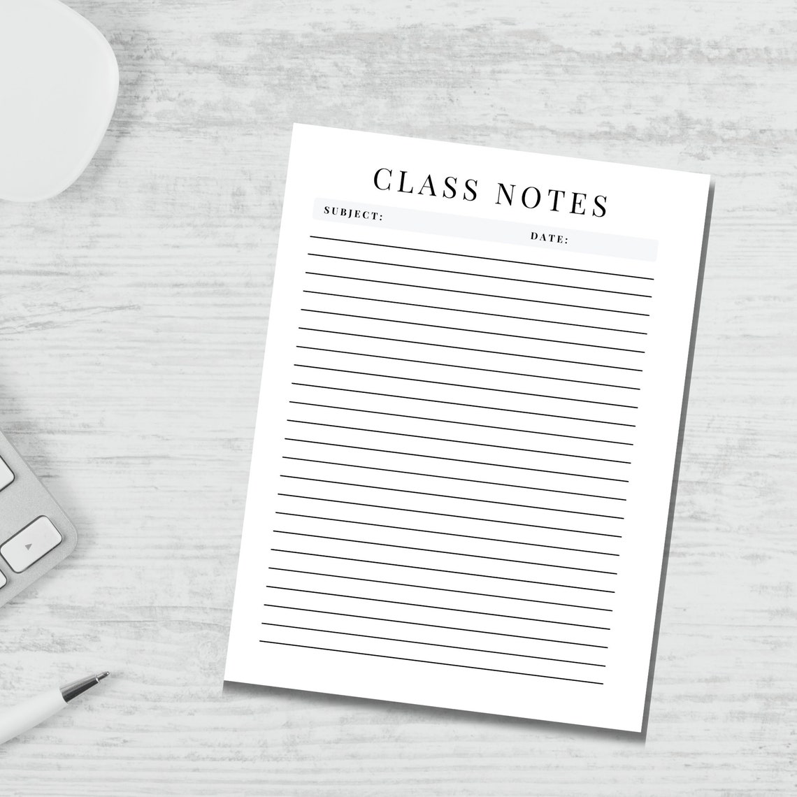 Printable Paper Printable Class Notes Page Lecture Notes Note Page for ...