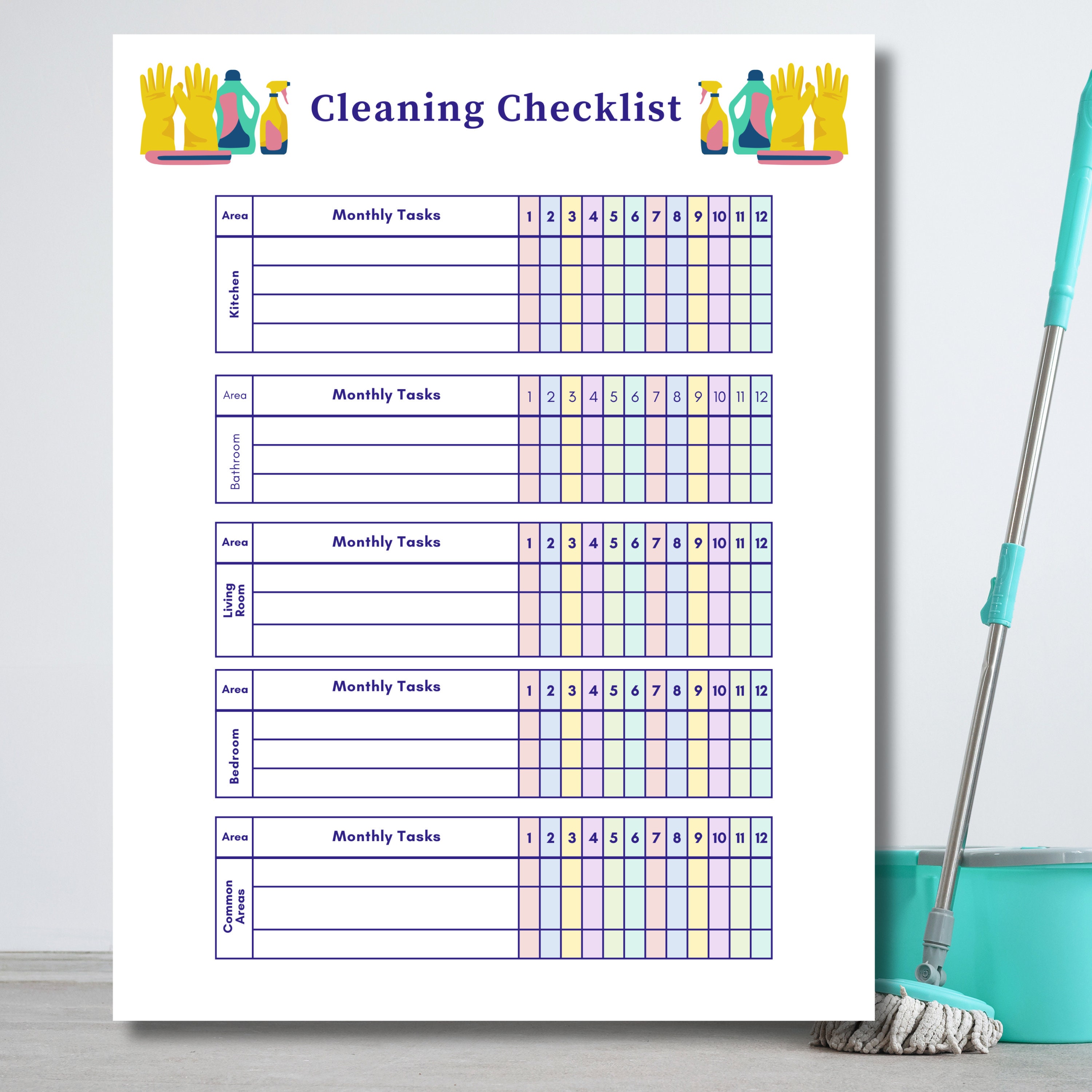 Cleaning Checklist | Editable Cleaning Checklist | Daily Monthly Task ...
