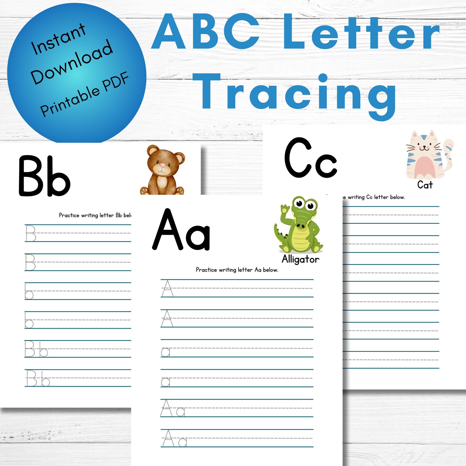 ABC Tracing Alphabet Tracing Letter Tracing Hand Writing - Etsy