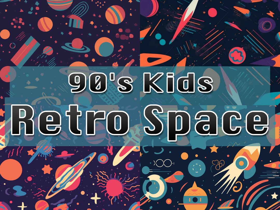 10 Seamless Digital Tiles, 90s Kids Retro Space Theme - Etsy