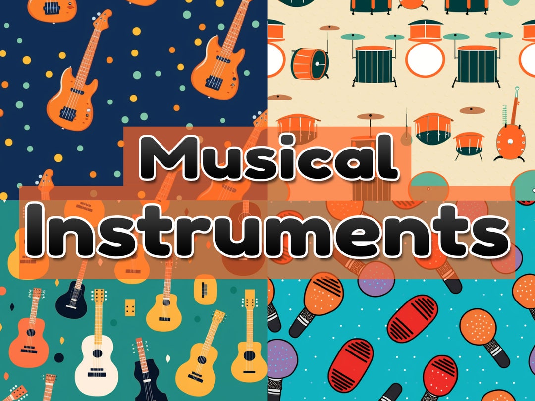 10 Seamless Digital Tiles, Musical Instruments Theme - Etsy