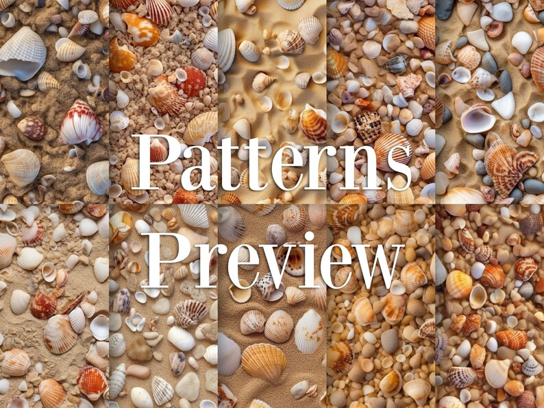 10 Seamless Digital Tiles, Shells on the Beach - Etsy