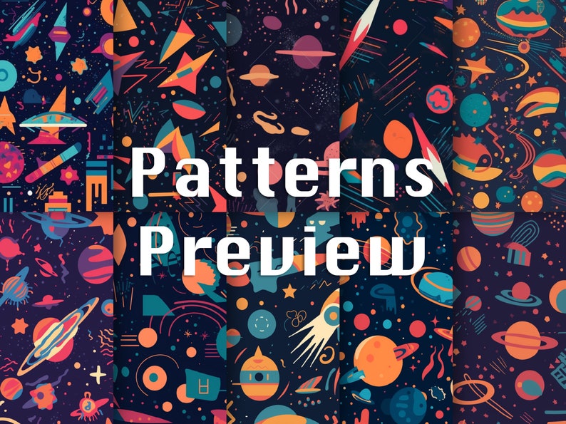 10 Seamless Digital Tiles 90s Kids Retro Space Theme - Etsy