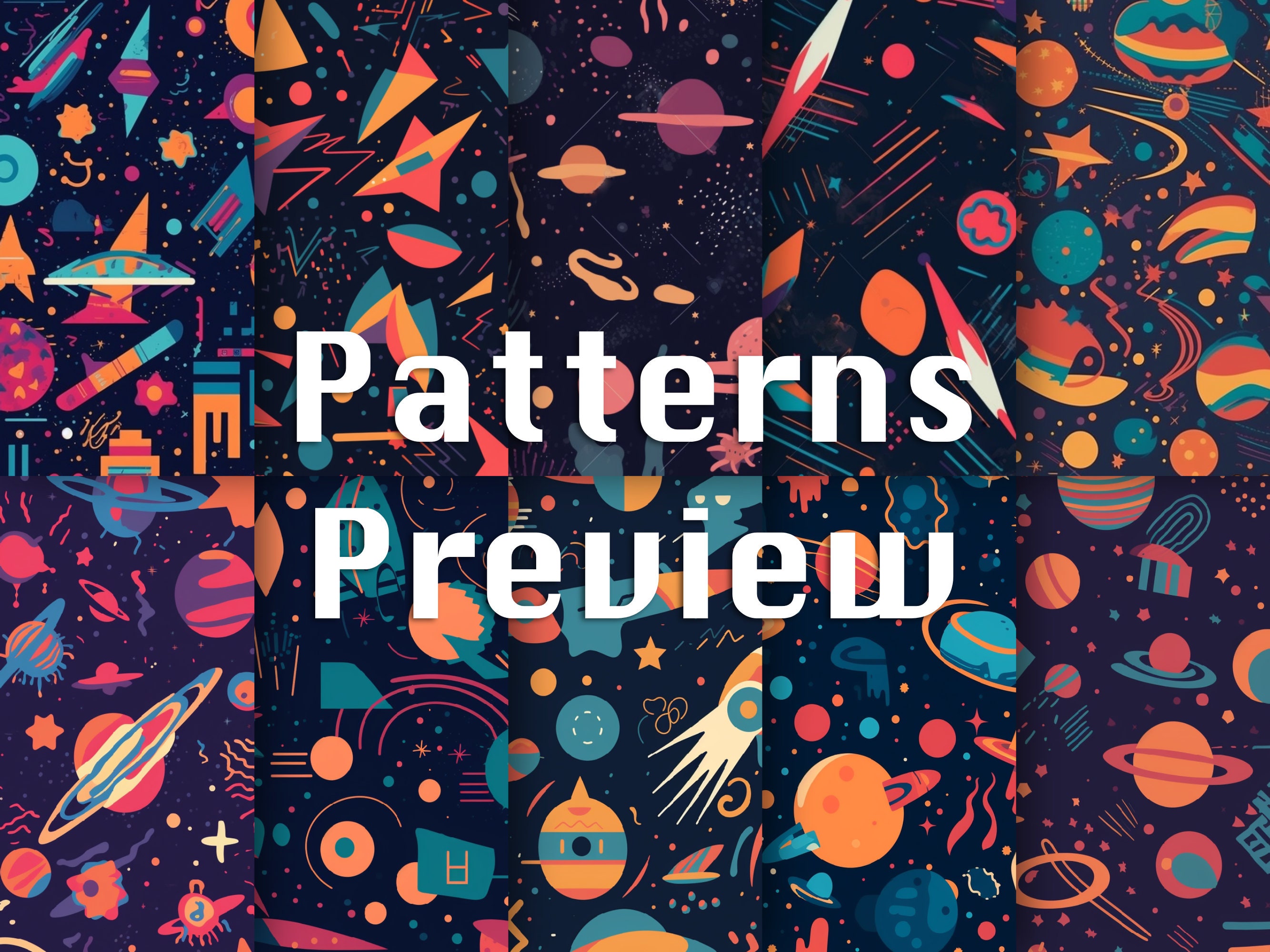 10 Seamless Digital Tiles, 90s Kids Retro Space Theme - Etsy