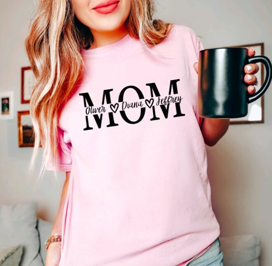 Custom Mom Shirt With Kids Names, Custom Mom Shirt, Names Mom Shirt ...