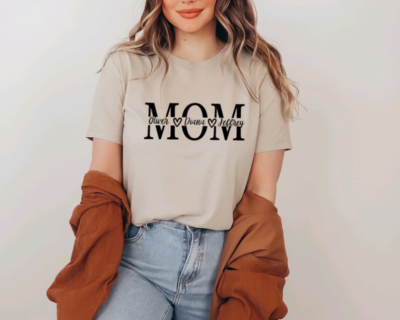 Custom Mom Shirt With Kids Names, Custom Mom Shirt, Names Mom Shirt ...