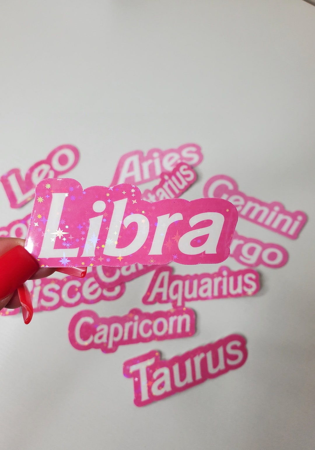 Zodiac Sign Sticker Zodiac Stickers Pink Holographic Sticker Cute Pink ...