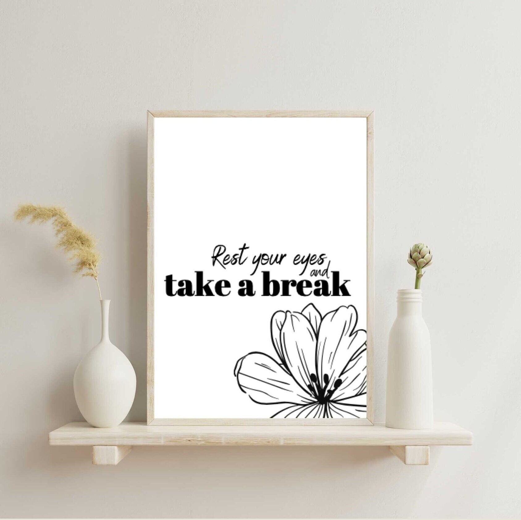 Rest Your Eyes and Take a Break Wall Art. Mental Health Poster ...