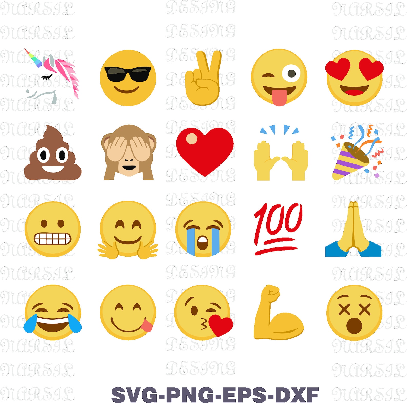 Emoji SVG Bundle: Clipart Icons (digital Download) - Etsy