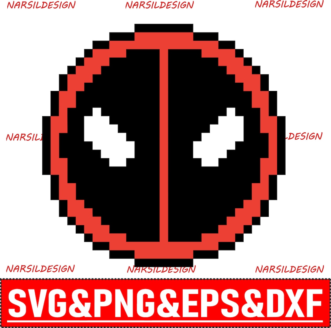 Dead Pool Face Svg Pixel Art, Png, Dxf, Eps, Digital Download, Funny ...