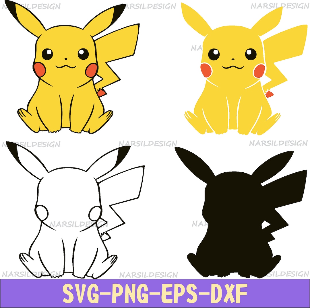 Pikachu Layered SVG: Cartoon Clipart, Cricut Cut File (digital Download ...