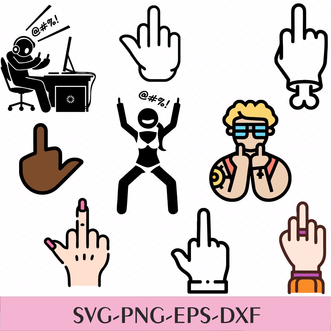 Dedo medio svg PNG Descarga divertida archivo de corte Svg - Etsy México
