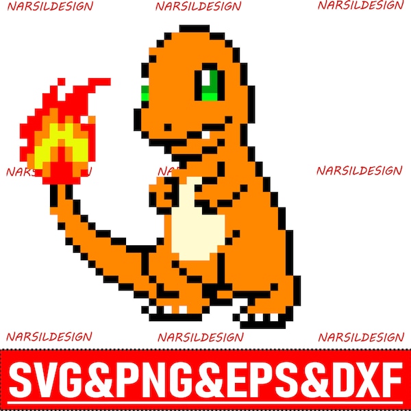 Charmander Pixel Art - Etsy