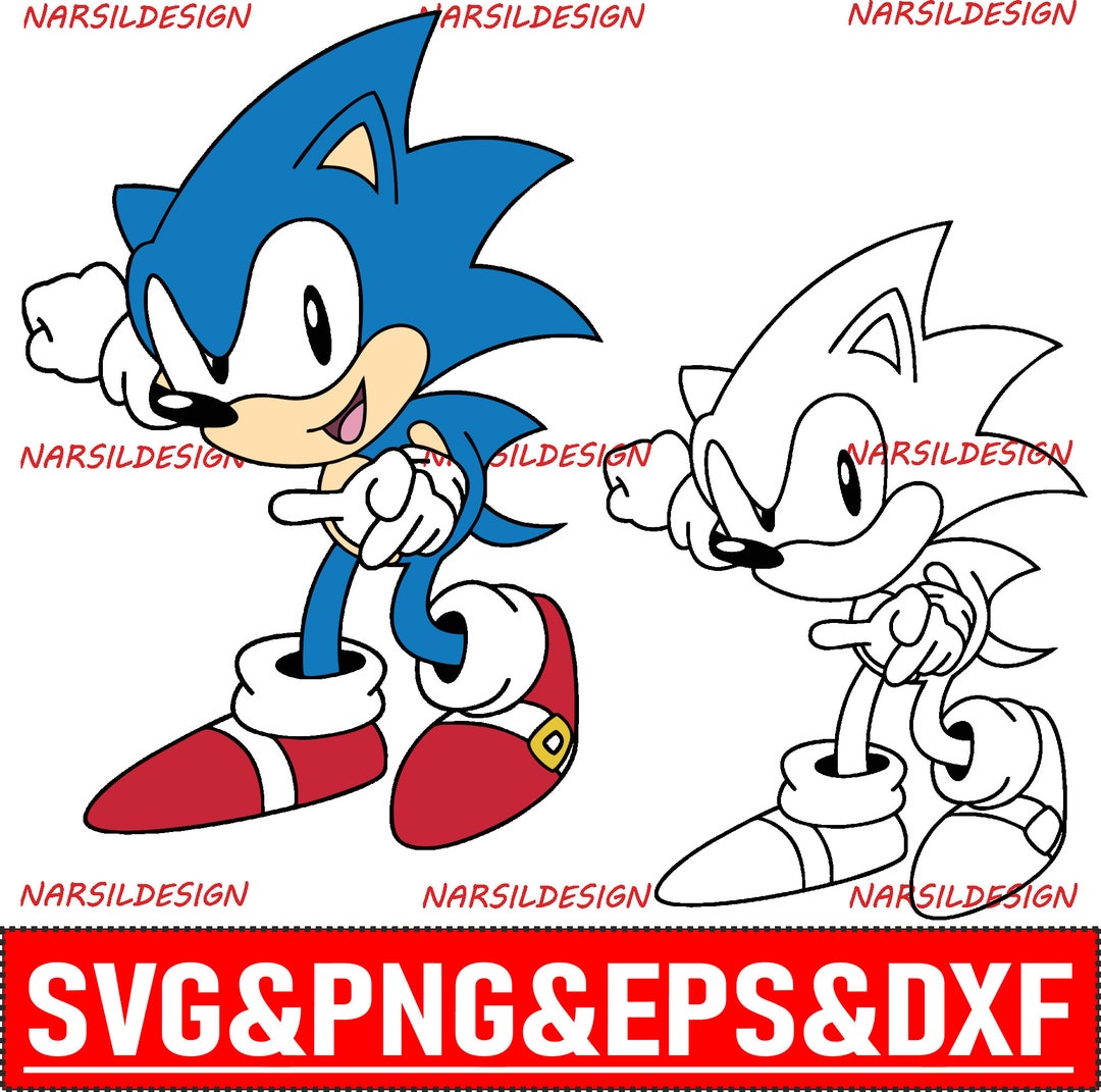 Layered Sonic Drawing: Svg, Png, Dxf, Eps Files (instant Download) - Etsy